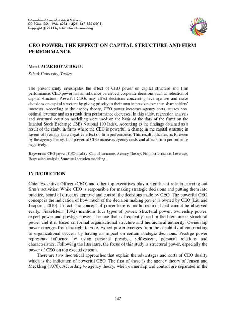 Ceo Power The Effect On Capital Structure and Firm Performance PDF ...
