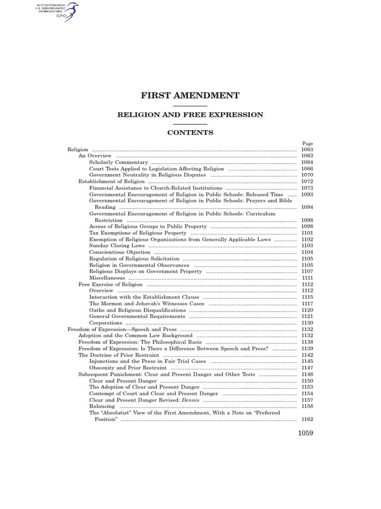 1 ST Amendment | PDF | First Amendment To The United States ...
