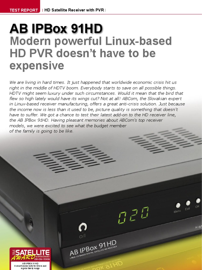 Ab Ipbox 91Hd: Modern Powerful Linux-Based HD PVR Doesn't Have To Be Expensive | PDF | Digital ...