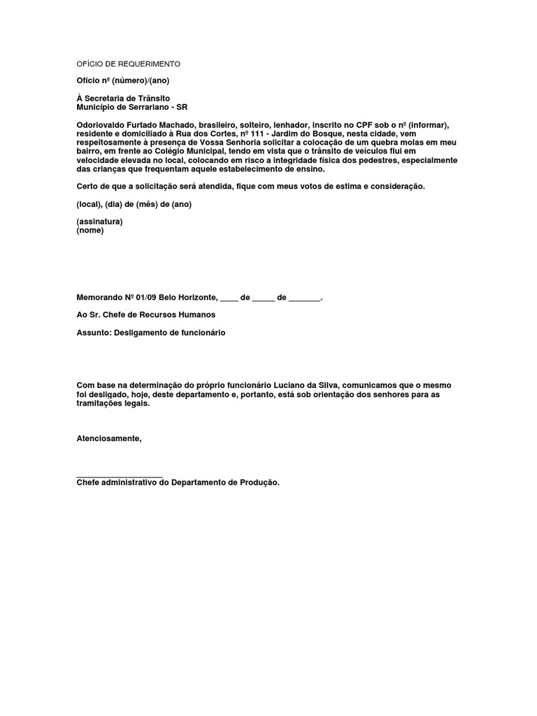 Ofício de Requerimento | PDF
