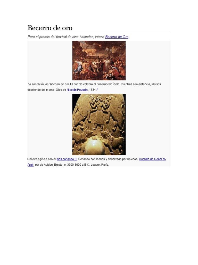Adoración del Becerro de Oro | PDF | Moisés | Biblia hebrea