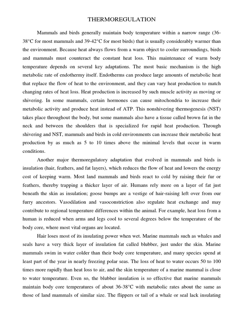 THERMOREGULATION | PDF | Thermoregulation | Science