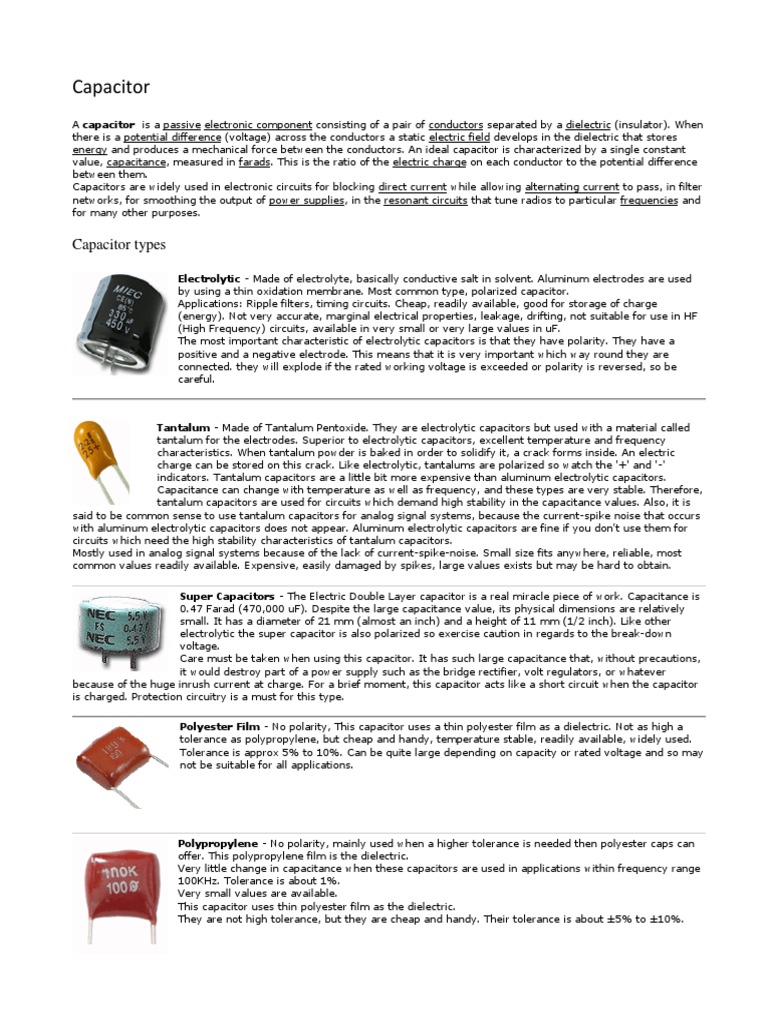 Capacitor | PDF | Capacitor | Capacitance