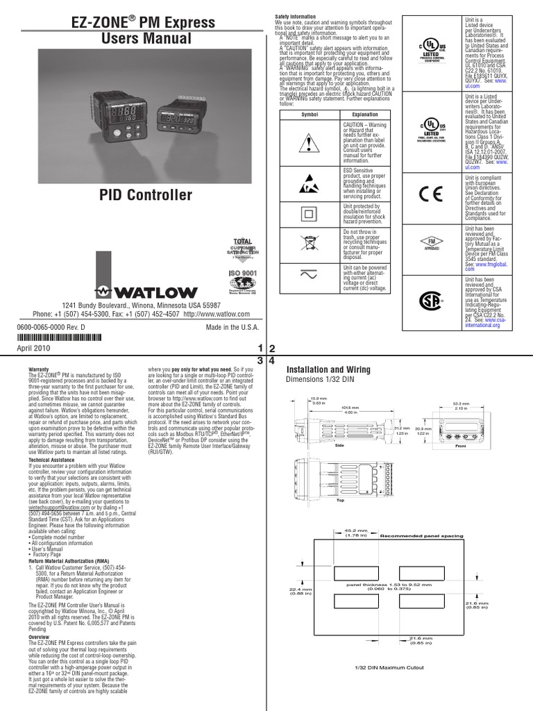 Manual Control Temperatura Watlow | PDF | Relay | Power Supply