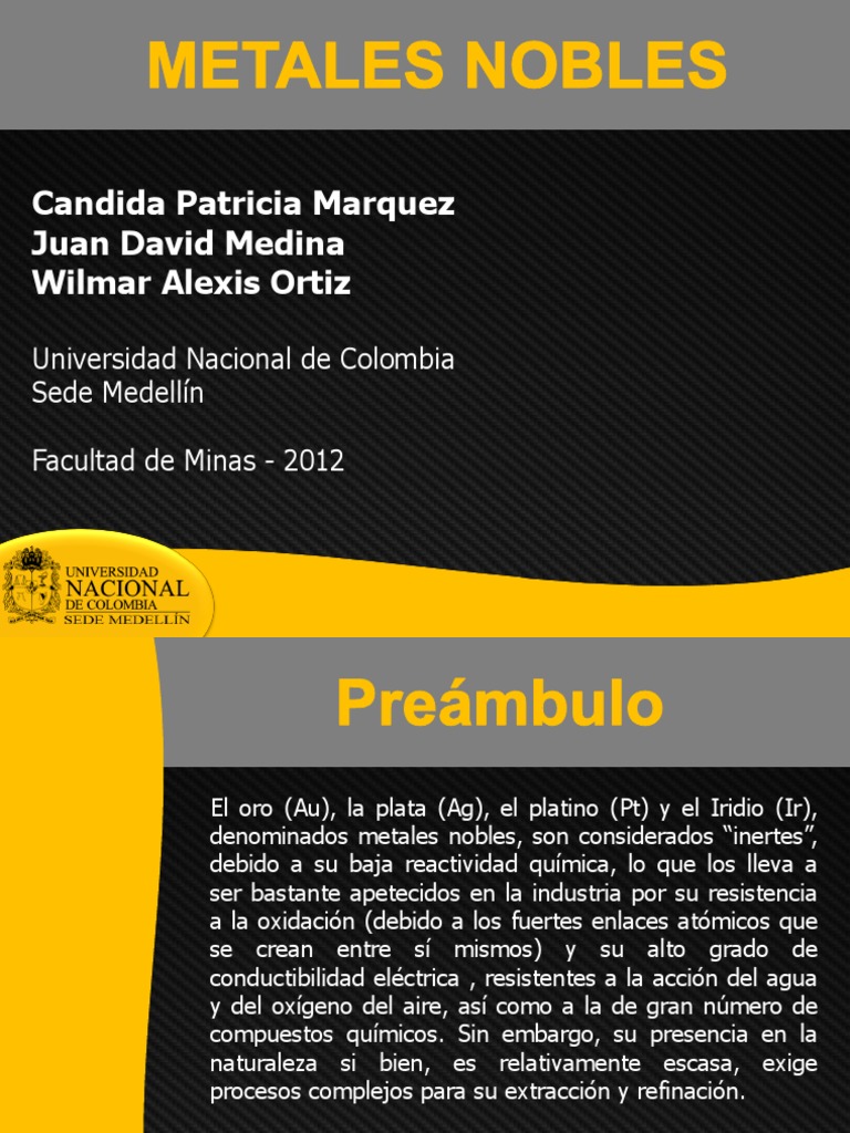 Metales Nobles | PDF | Platino | Oro
