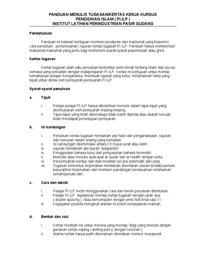 Panduan Menulis Tugasan | PDF