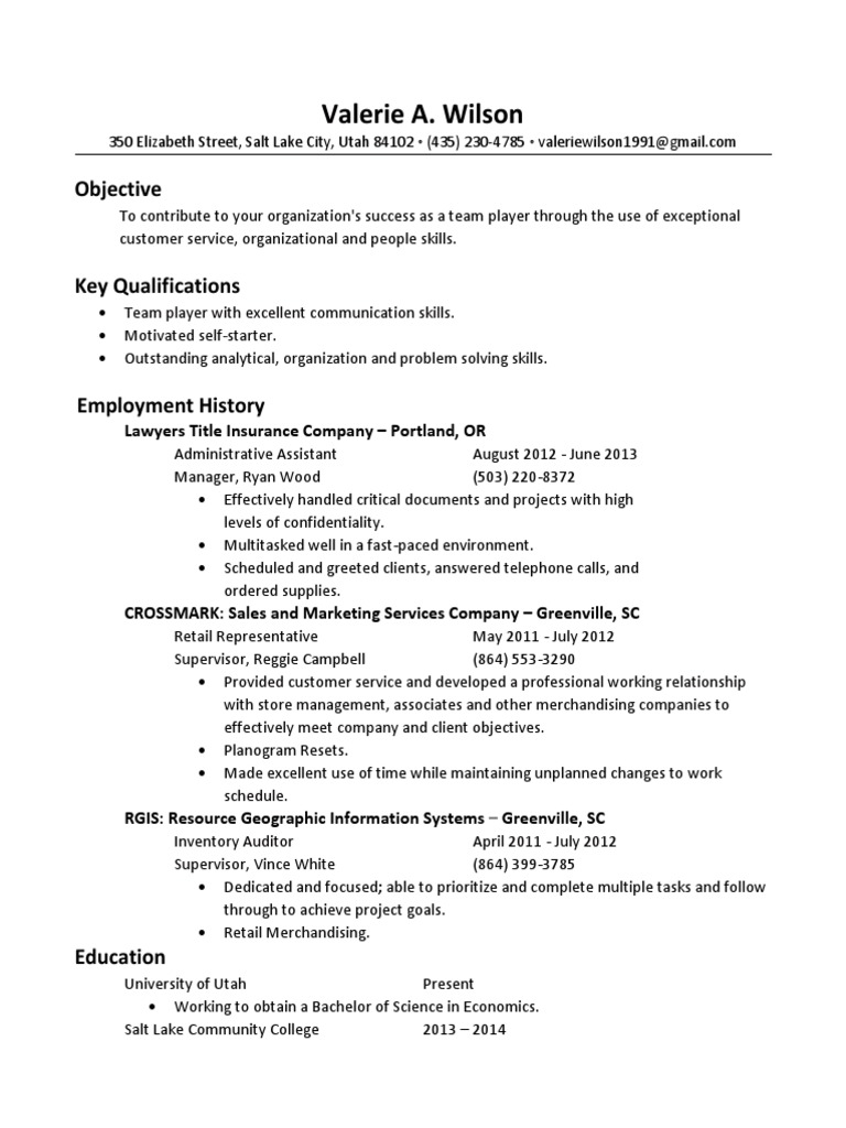 Valerie A Wilson Resume | PDF
