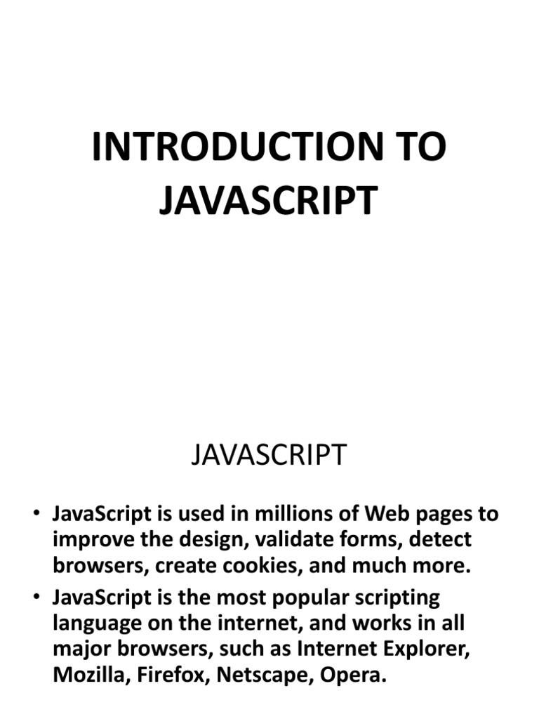 Introduction To Javascript | PDF | Document Object Model | Java Script
