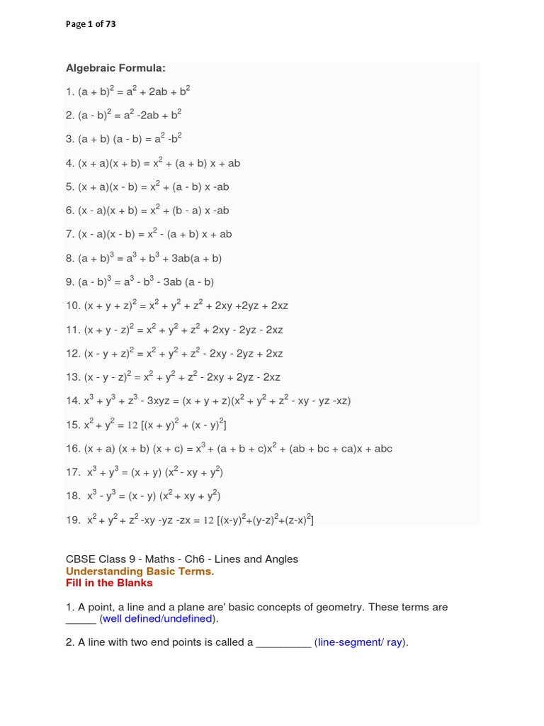 Algebraic Formula | PDF | Triangle | Line (Geometry)
