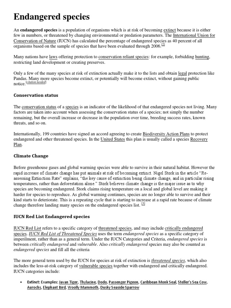 Endangered Species | PDF | Endangered Species | Conservation Biology