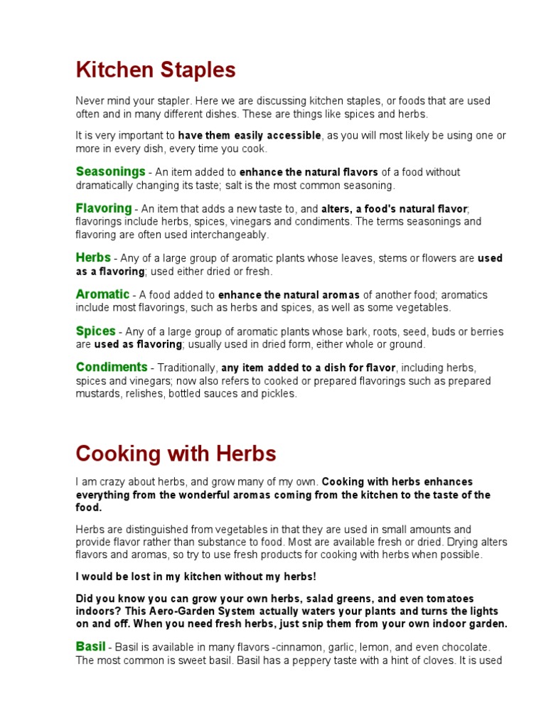 Chef Basics Kitchen Staples | PDF | Vinegar | Vegetable Oil