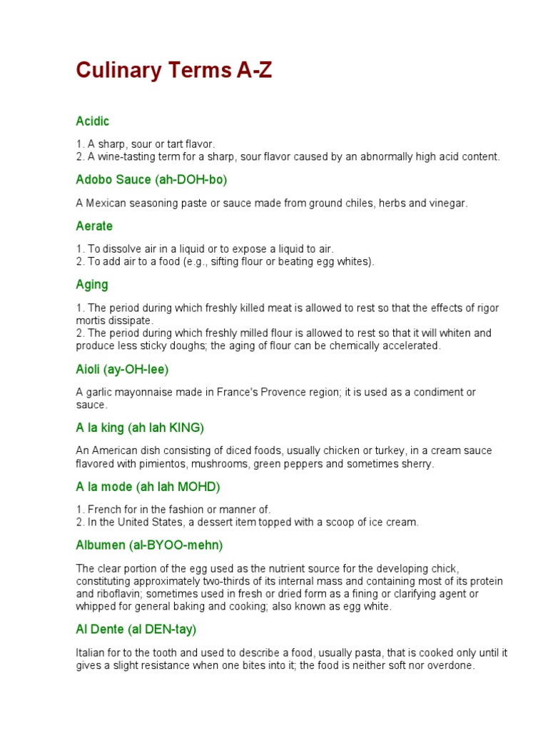 Chef Basics Culinary Terms a-Z | Chocolate | Breads