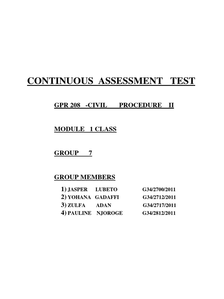 Civil Procedure II Continuous Assessment | PDF