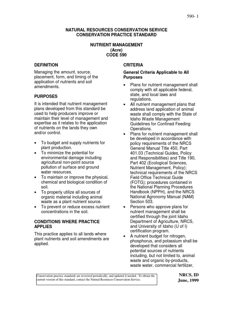 NRCS Idaho Conservation Practice Standards 1999 | PDF | Crop Rotation ...