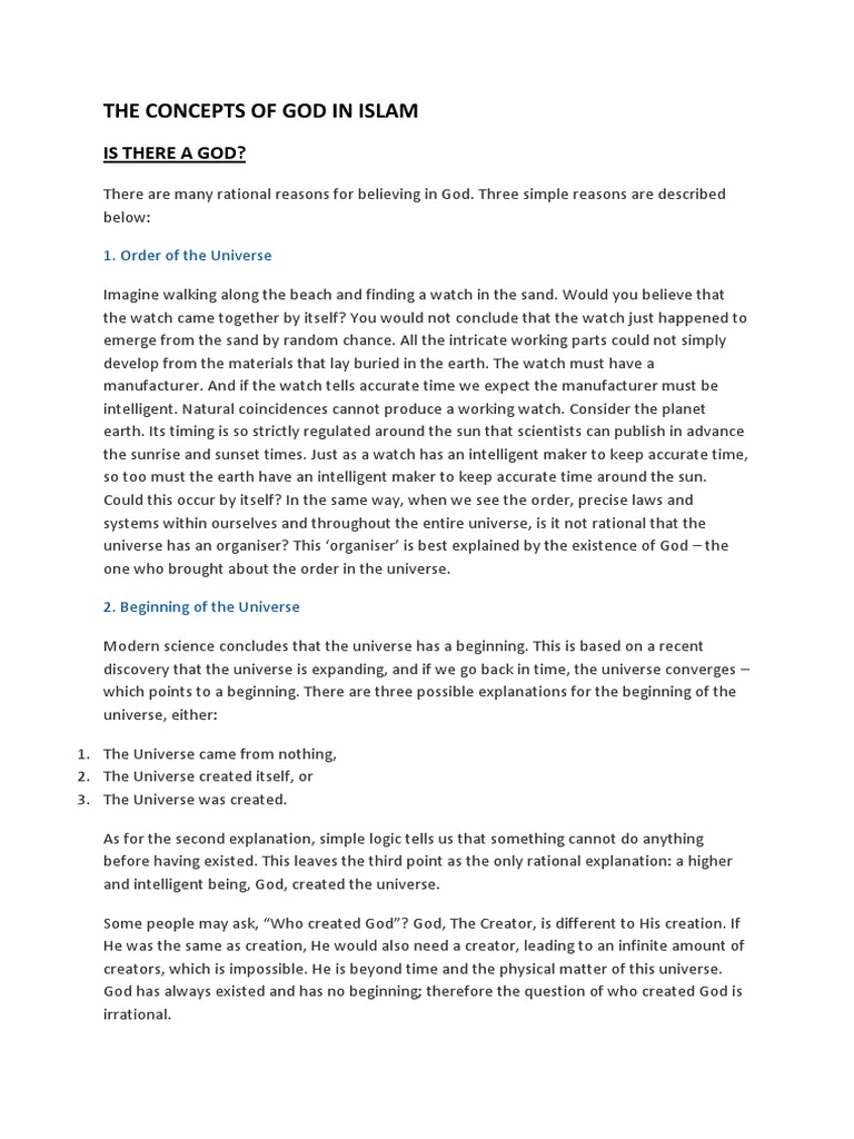 Concept of God in Islam | PDF | Theism | Theology