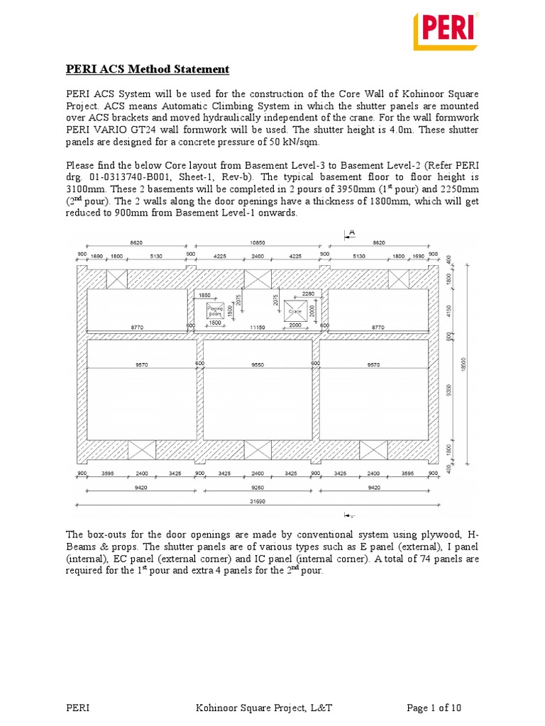 PERI ACS Method for Core Wall Construction | PDF | Crane (Machine ...