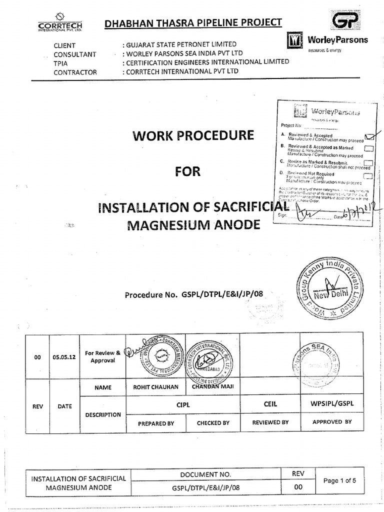 Installation of Sacrificial Magnesium Anode | PDF