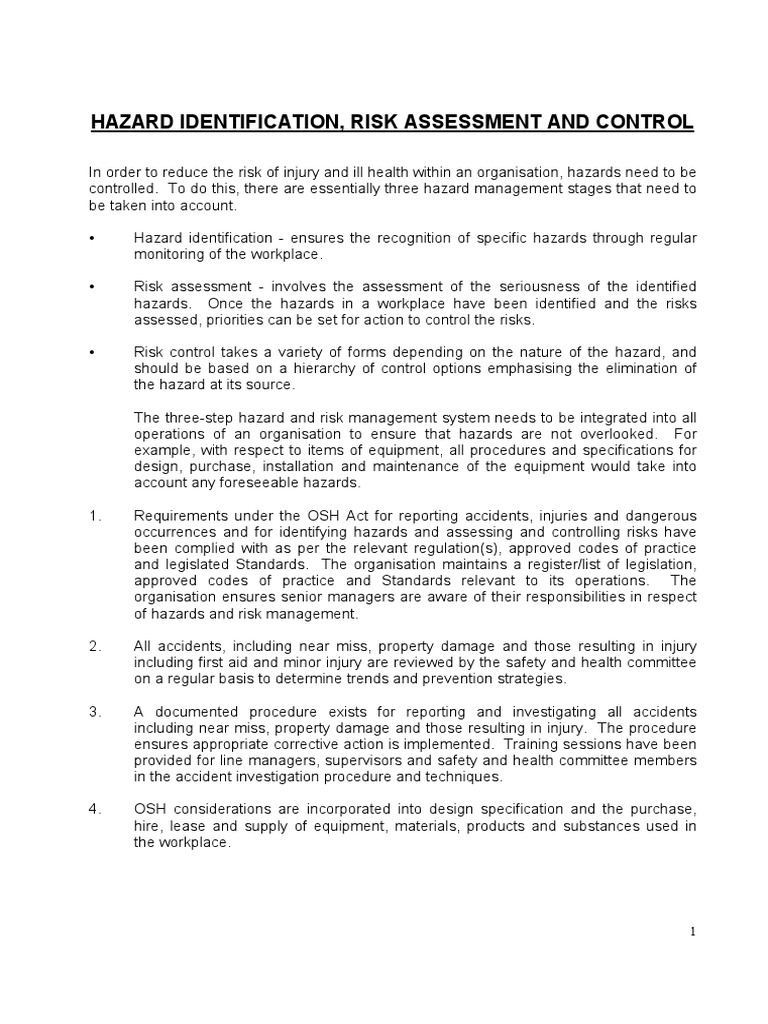 Hazard Identification Risk Assessment | PDF | Reliability Engineering ...