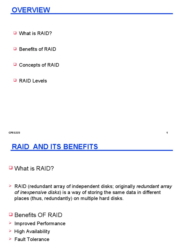 What Is Raid Benefits Of Raid Concepts Of Raid Raid Pdf Error Detection And Correction