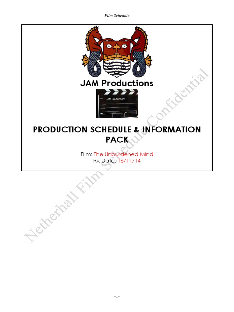 JAM Productions: Production Schedule & Information Pack | PDF ...