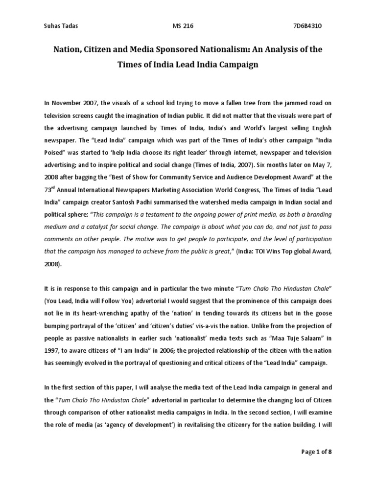 Lead India Campaign: Citizen Empowerment | PDF | Nationalism | Mass Media