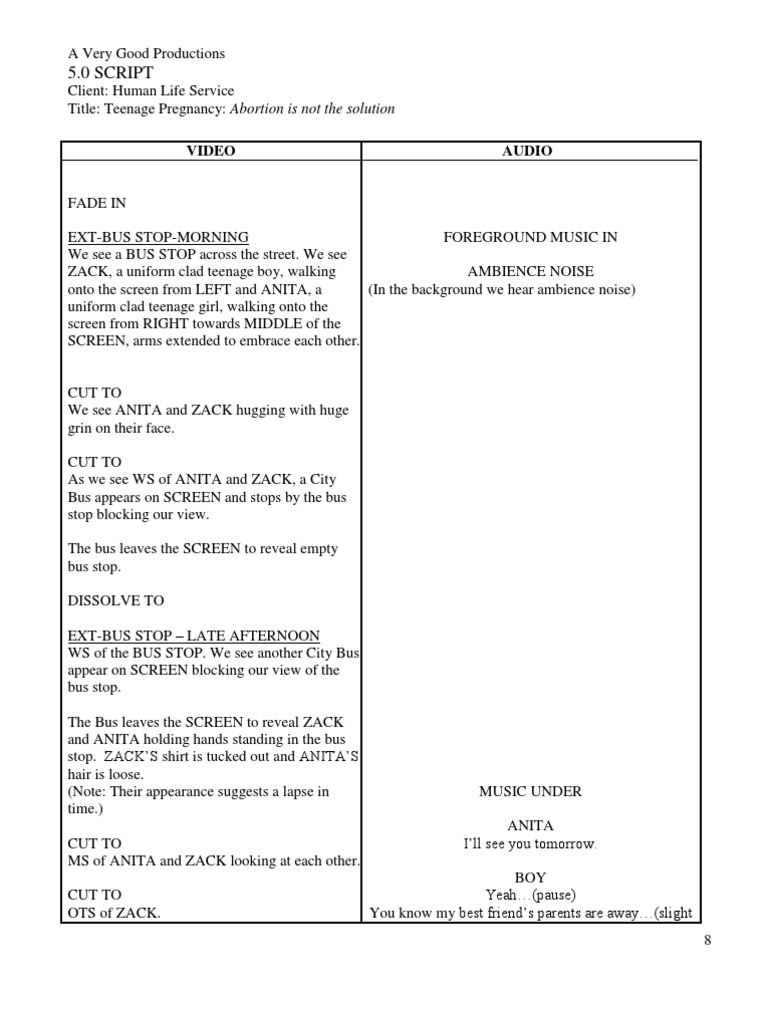 Corporate Documentary Two-column Script: Human Life Service | Pregnancy ...