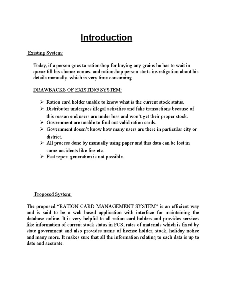 Ration Card Management System Overview | PDF