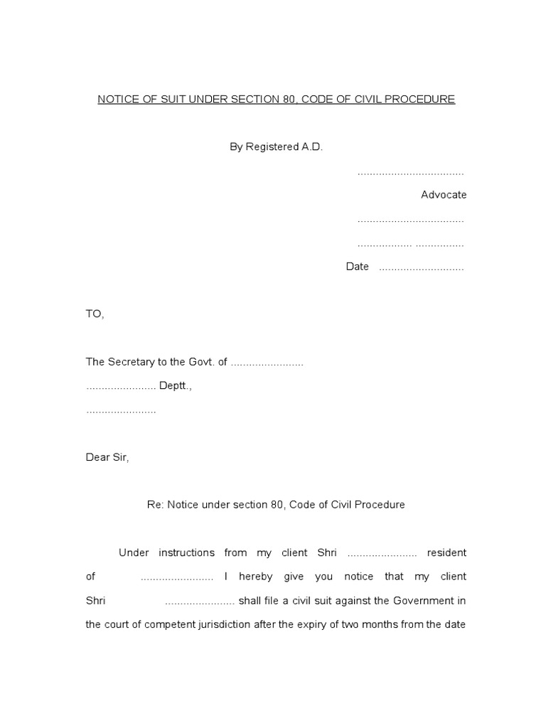 Sec 80 CPC Notice | PDF