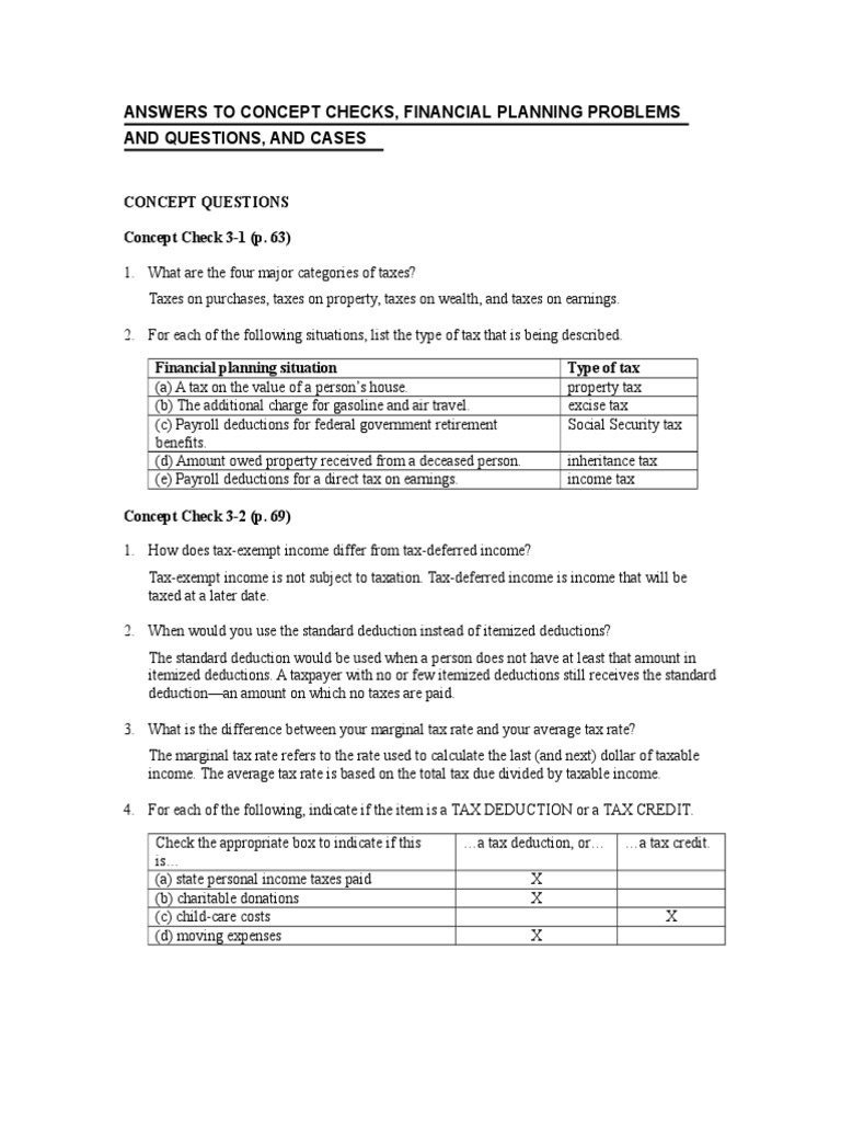 Answers To Concept Checks | PDF | Taxation In The United States ...