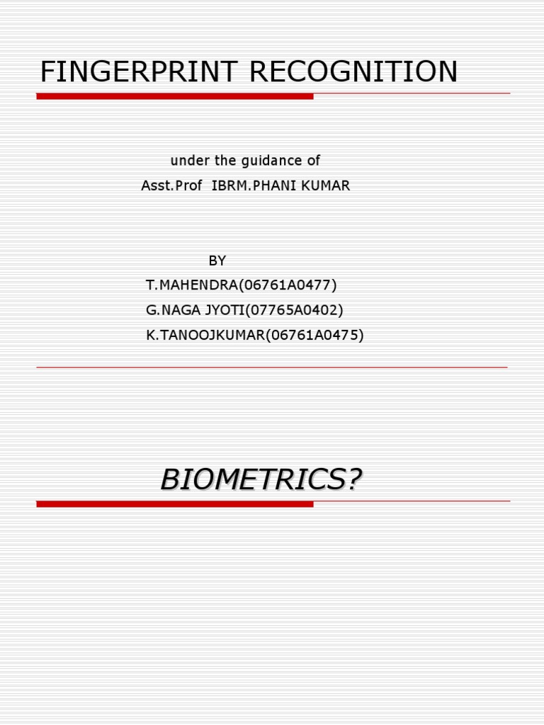 Fingerprint Recognition | PDF