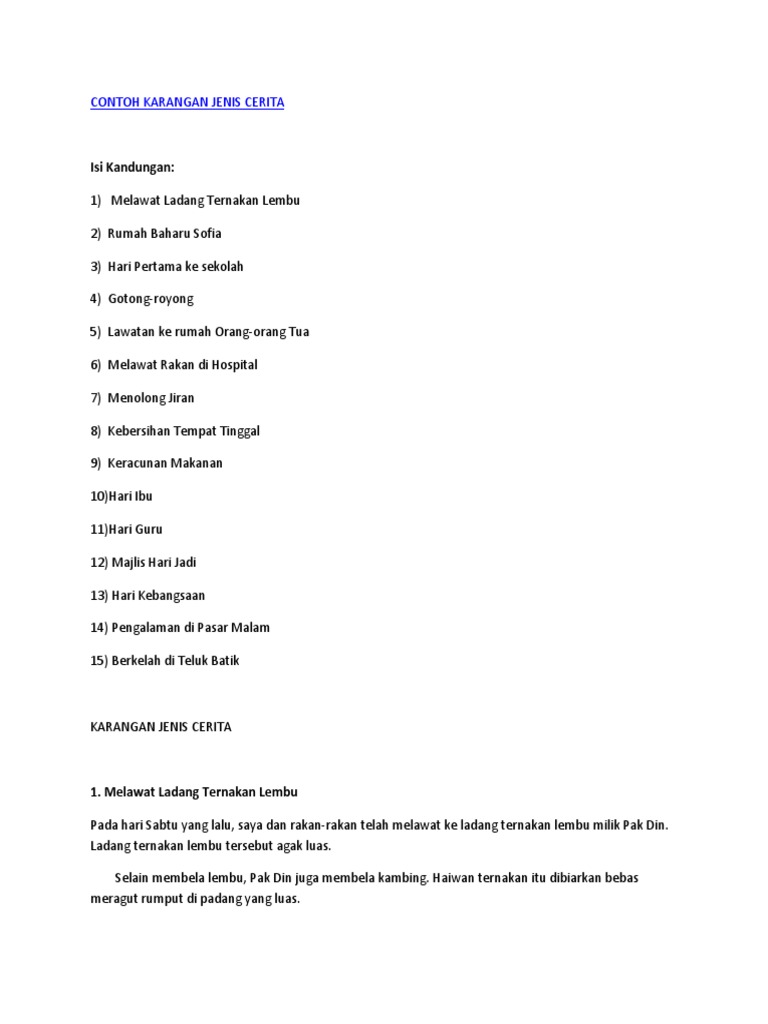 Contoh Karangan Jenis Cerita Pdf