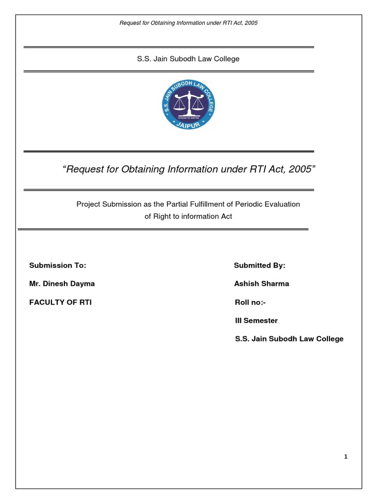 Request For Obtaining Information Under RTI Act | PDF | Freedom Of Information Laws By Country ...