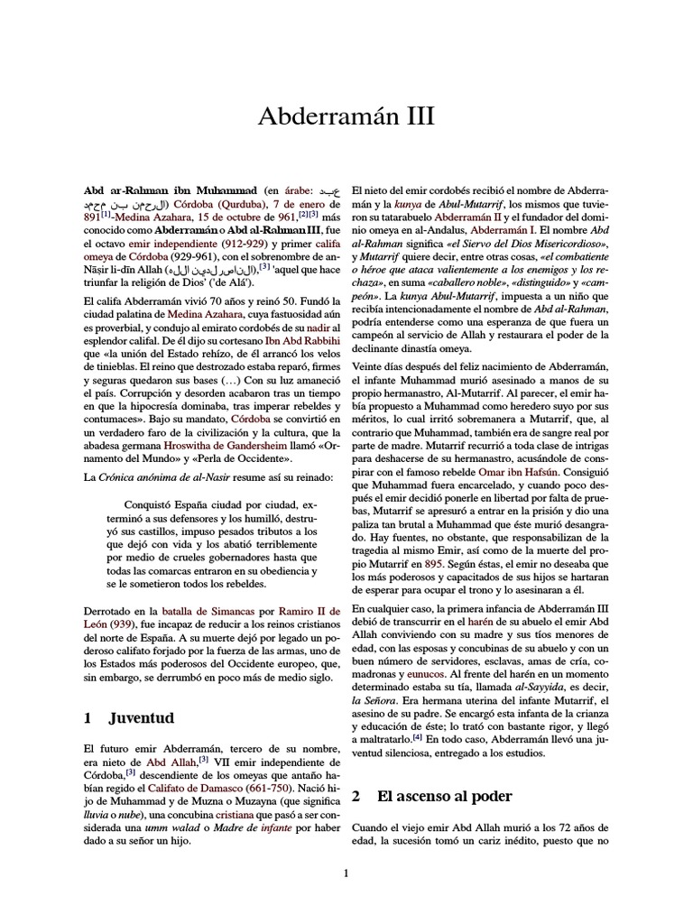 Abderramán III: Califa de Córdoba | PDF | Religión y creencia