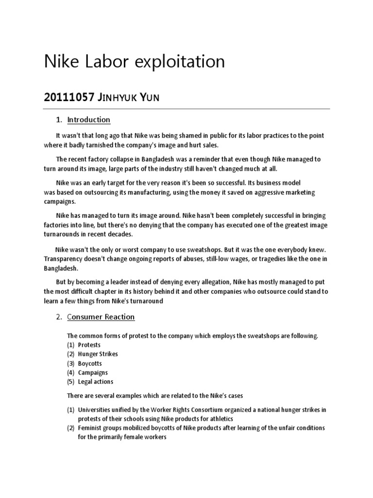 Nike Labor Exploitation | Nike | Sweatshop