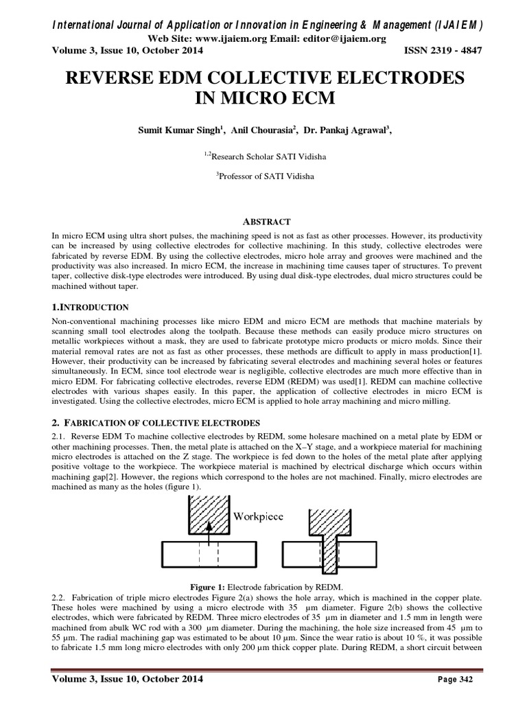 Reverse Edm Collective Electrodes in Micro Ecm | PDF | Machining ...
