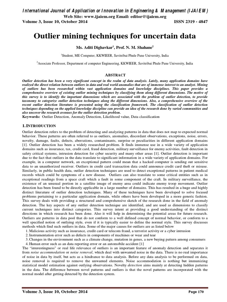 Outlier Mining Techniques For Uncertain Data | Download Free PDF | Cluster Analysis | Principal ...