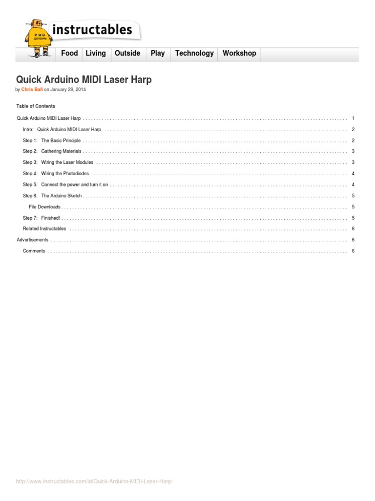 Quick Arduino MIDI Laser Harp | PDF | Arduino | Usb