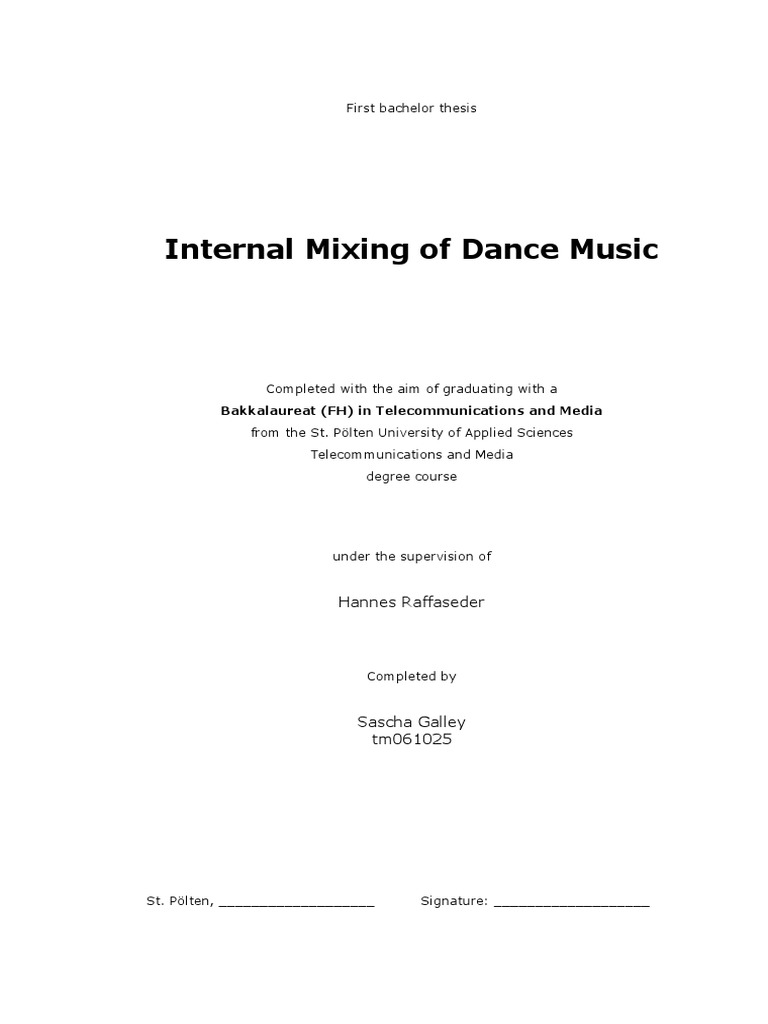 Internal Mixing in Dance Music | PDF