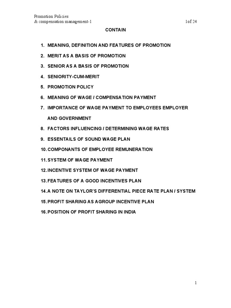Promotion Policies & Compensation Management-1 1of 24 | PDF