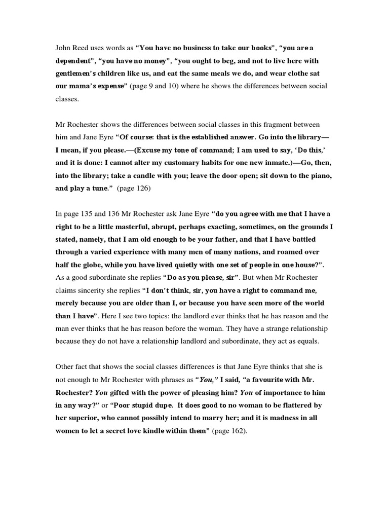 Social Class and Gender in Jane Eyre | PDF | Jane Eyre | Femininity