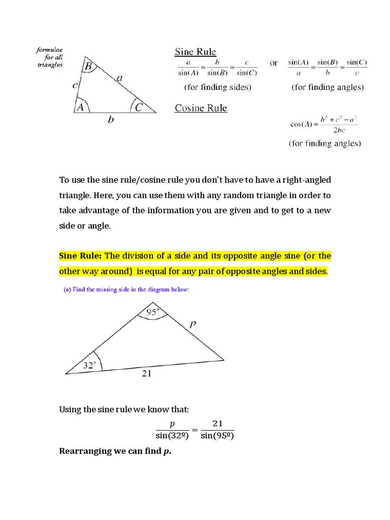 Sine Rule for Non-Right Triangles | PDF | Teaching Methods & Materials
