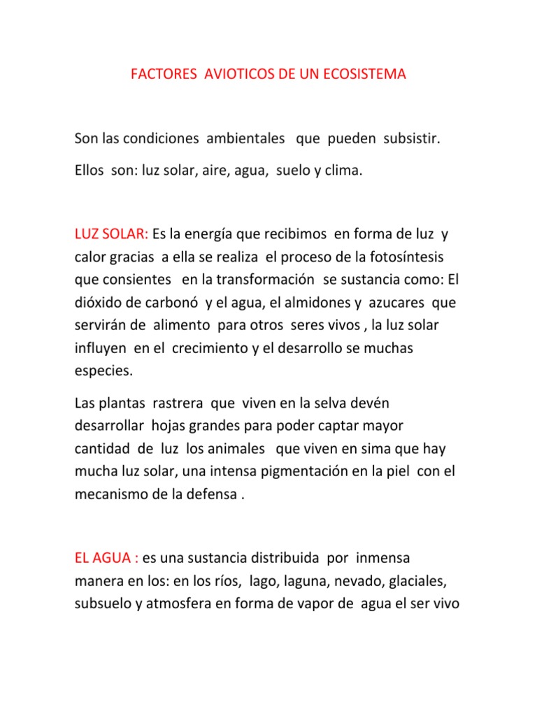 Factores Avioticos de Un Ecosistema | PDF | Levadura | Agua