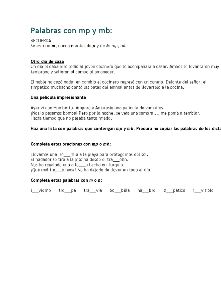 Palabras Con MP y MB | PDF