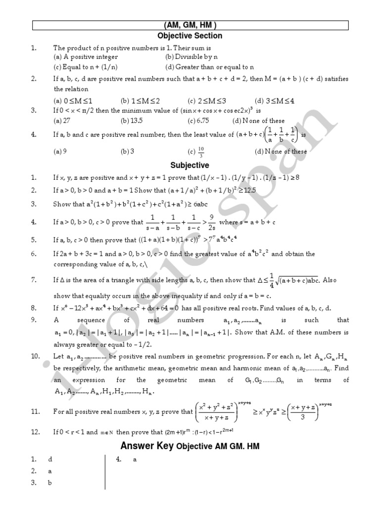Am. GM - HM | PDF | Arithmetic Mean | Real Number
