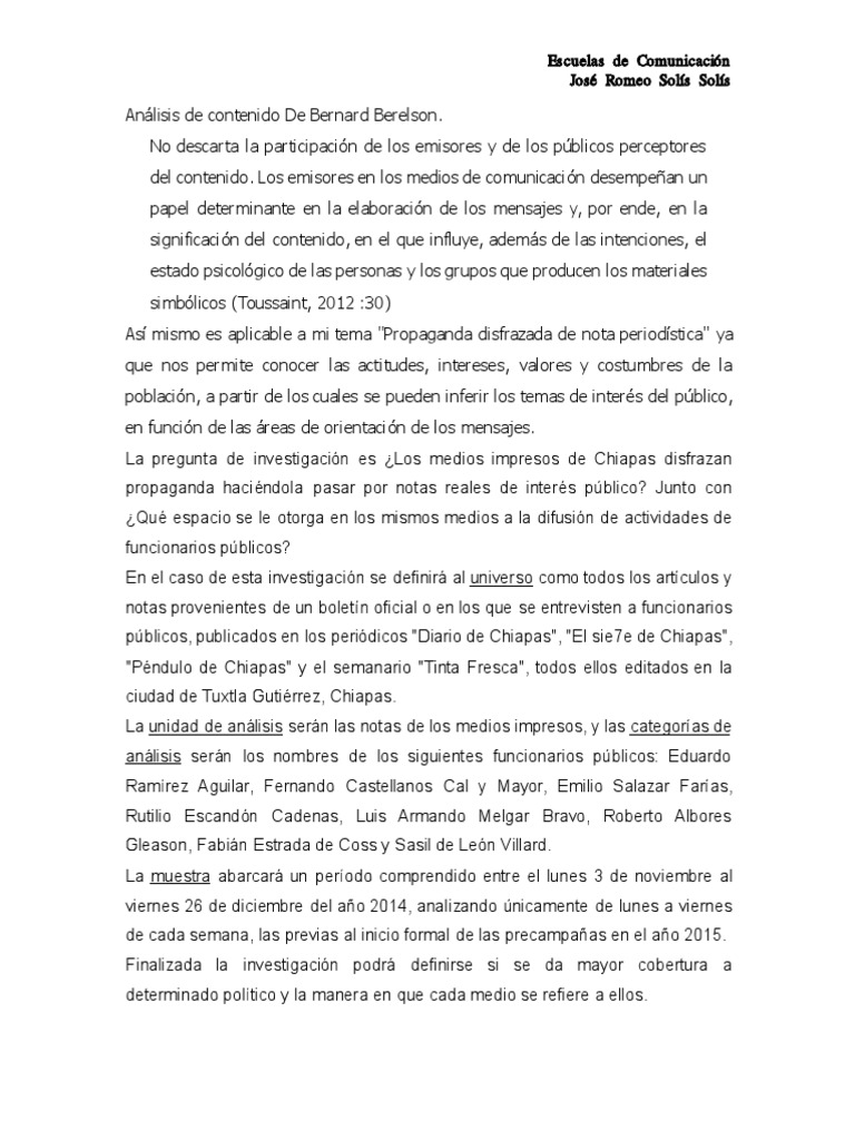 Análisis de Contenido de Bernard Berelson | PDF