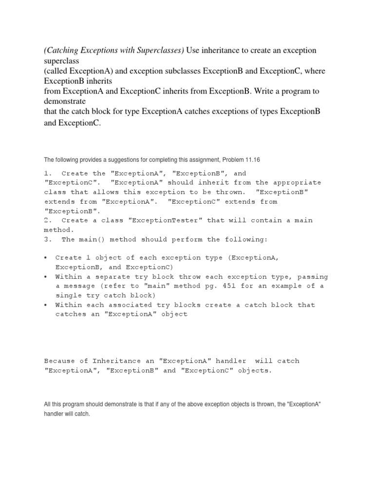 Catching Exceptions With Superclasses Pdf