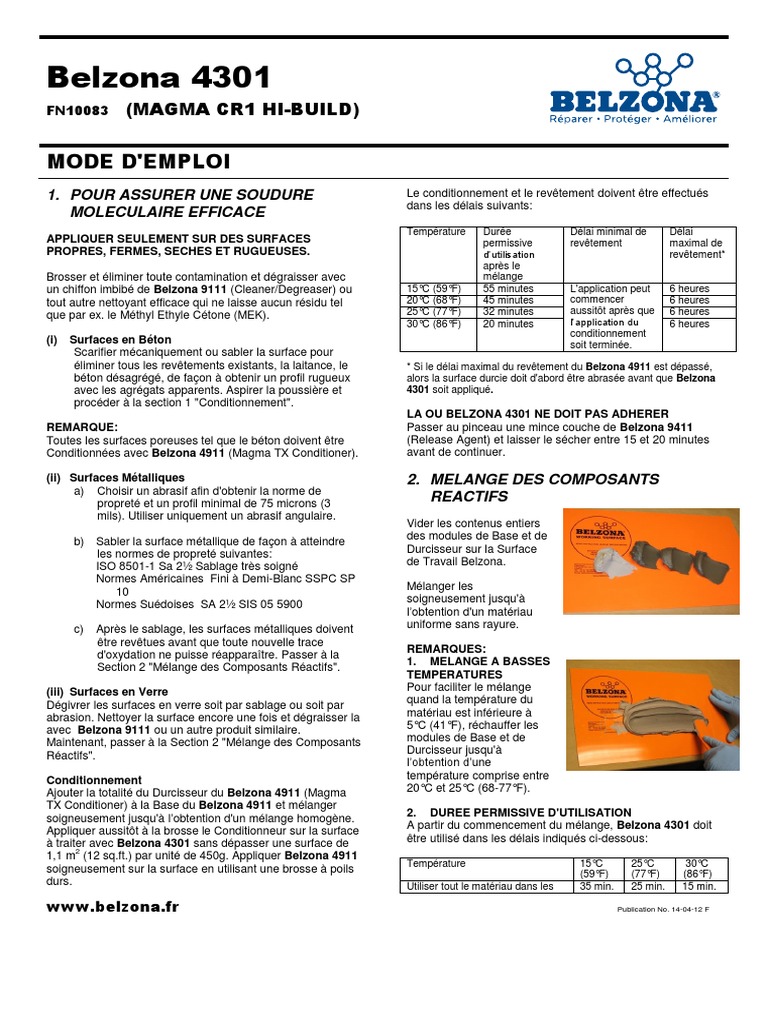 2 Belzona 4301 Mode D'emploi | PDF