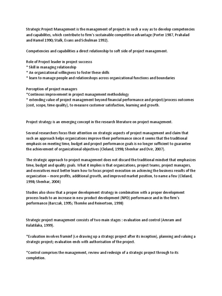 Strategic Project Management Insights | PDF | Strategic Management ...