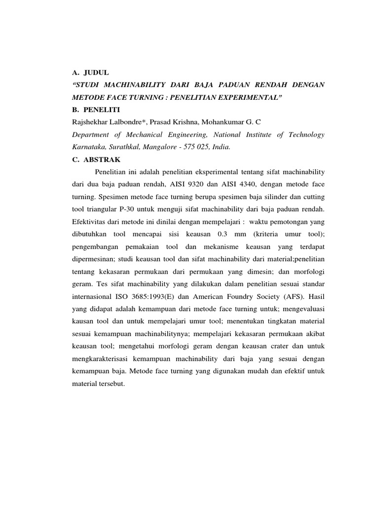 Jurnal Permesinan Machinability | PDF | Komputer | Teknologi & Rekayasa