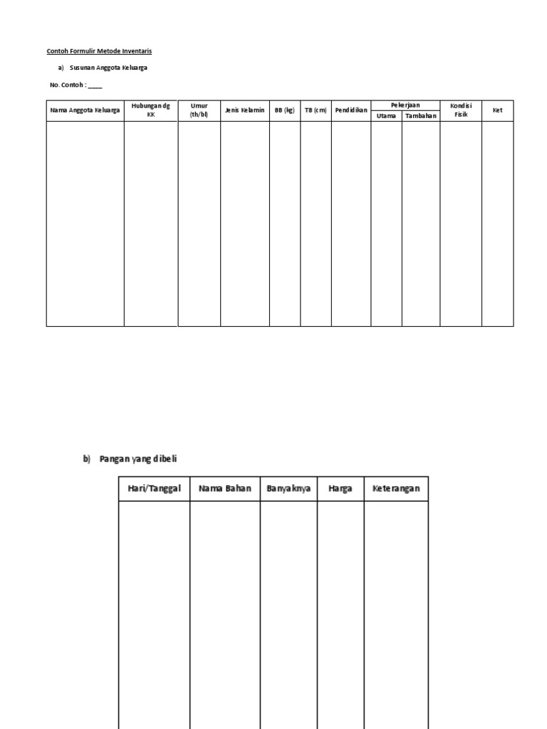 Contoh Formulir Metode Inventaris | PDF